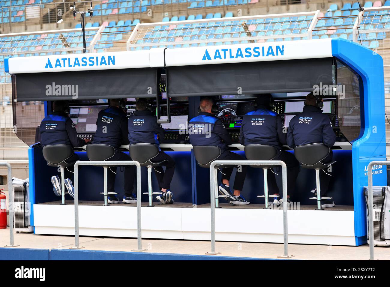 Sakhir, Bahrain. 26th Feb, 2025. Atlassian Williams Racing pit gantry ...