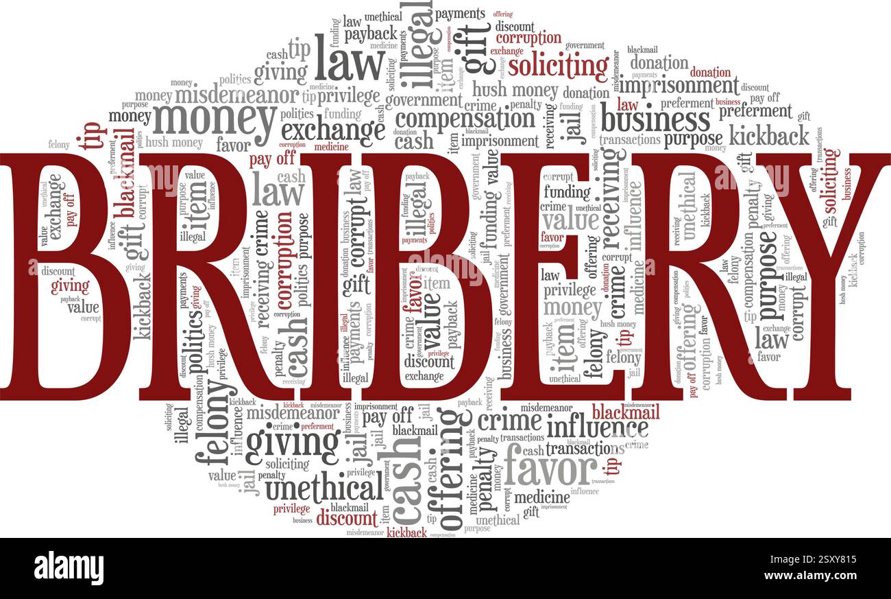 Bribery vector illustration word cloud isolated on a white background ...