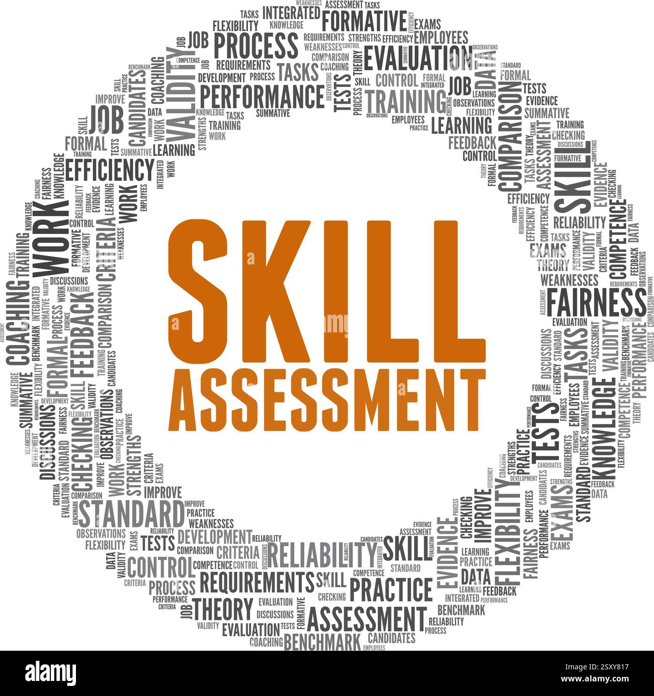 Skill Assessment vector illustration word cloud isolated on a white ...