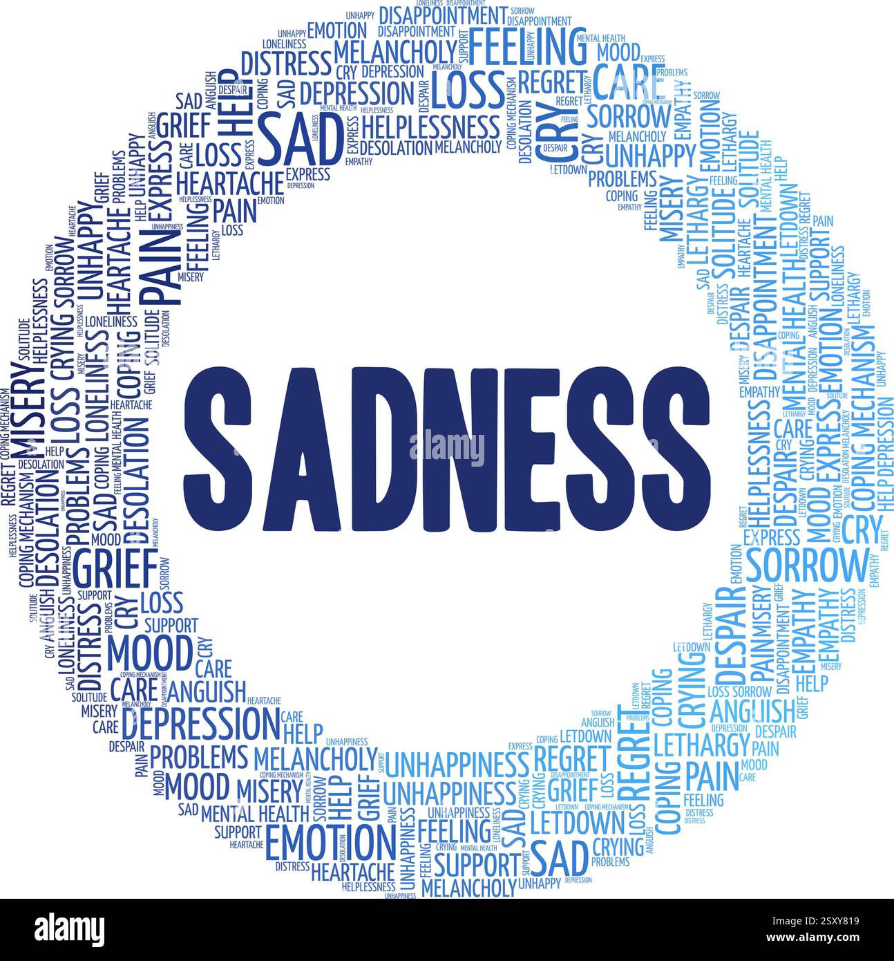 Sadness vector illustration word cloud isolated on a white background ...