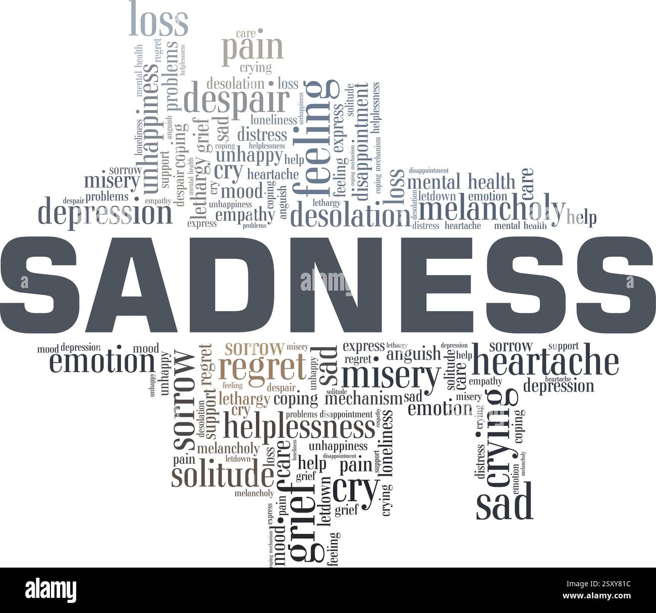 Sadness vector illustration word cloud isolated on a white background ...
