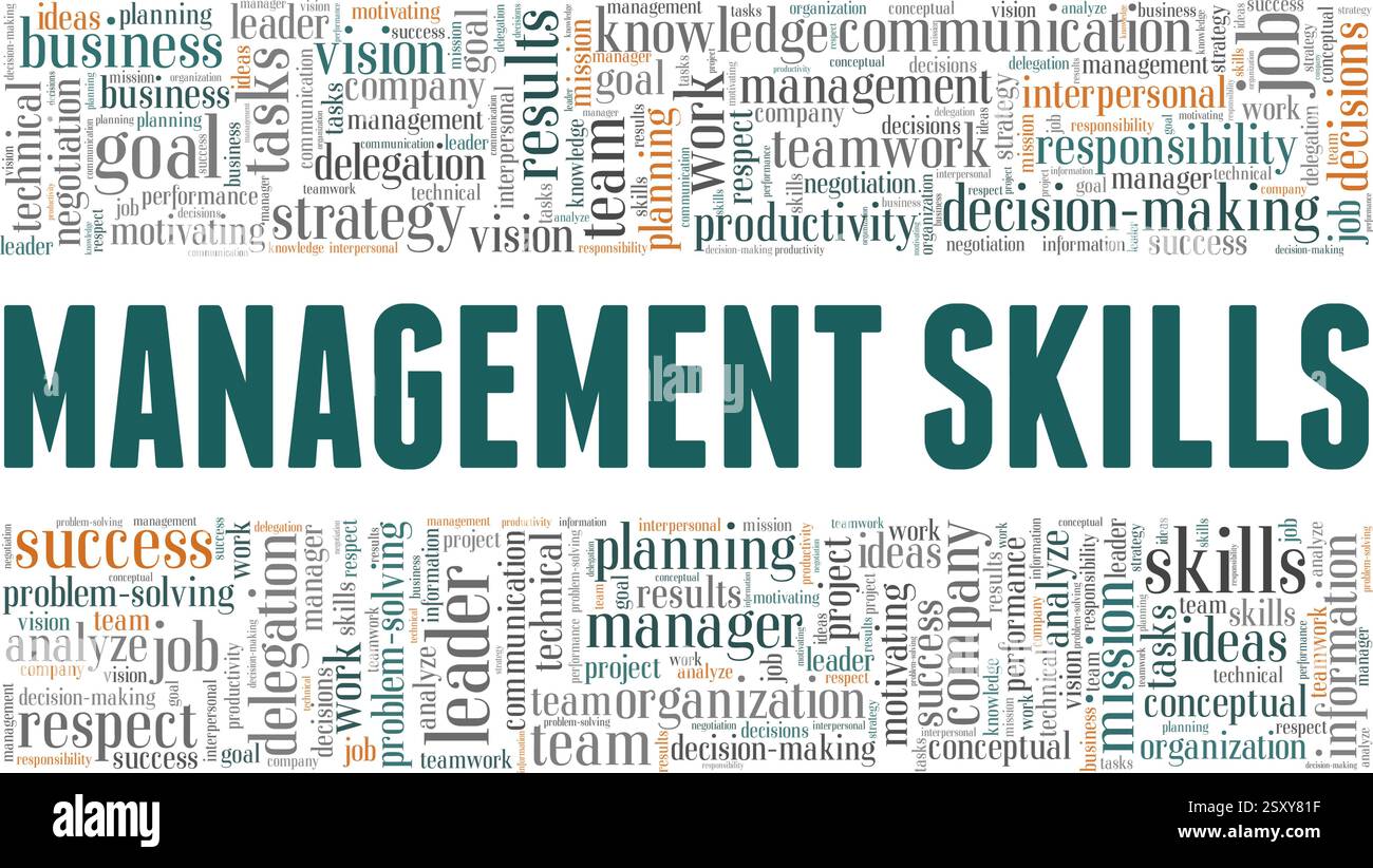 Management Skills vector illustration word cloud isolated on a white ...