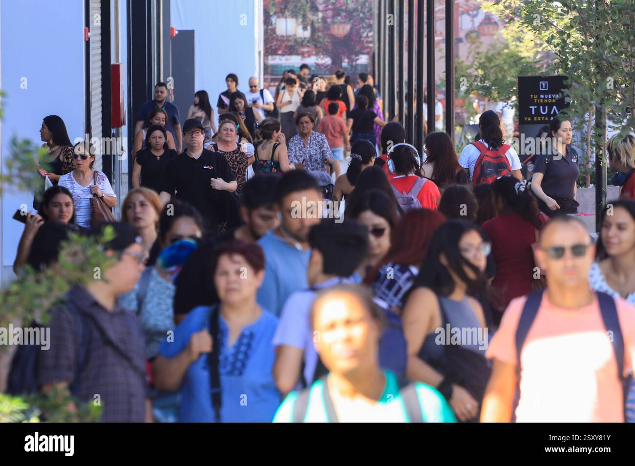Santiago, Chile. 25th Feb, 2025. Dozens of people march through the ...