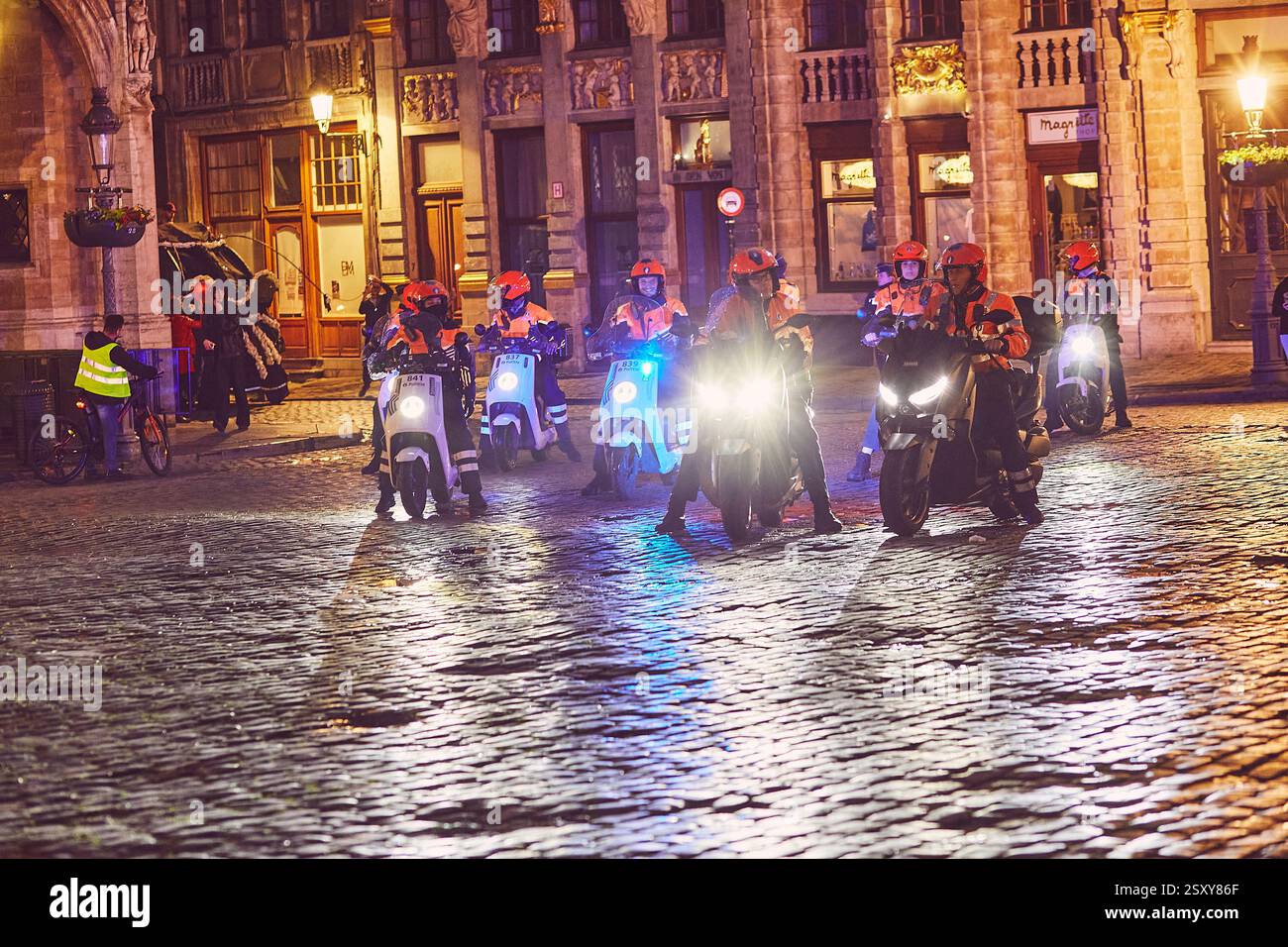 Brussels, Belgium - June, 1: Group of police officers on motorbikes ...