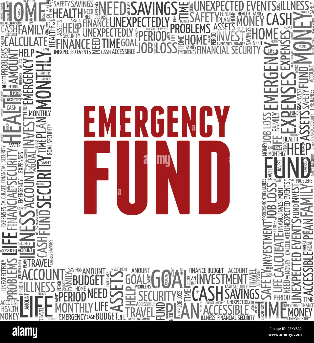 Emergency Fund vector illustration word cloud isolated on a white ...