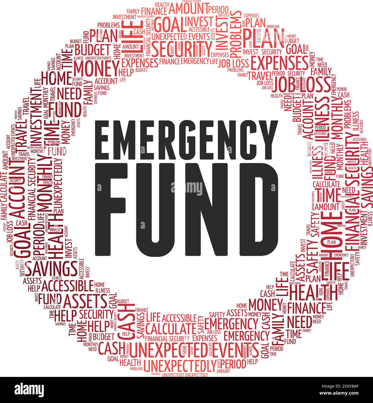 Emergency Fund vector illustration word cloud isolated on a white ...