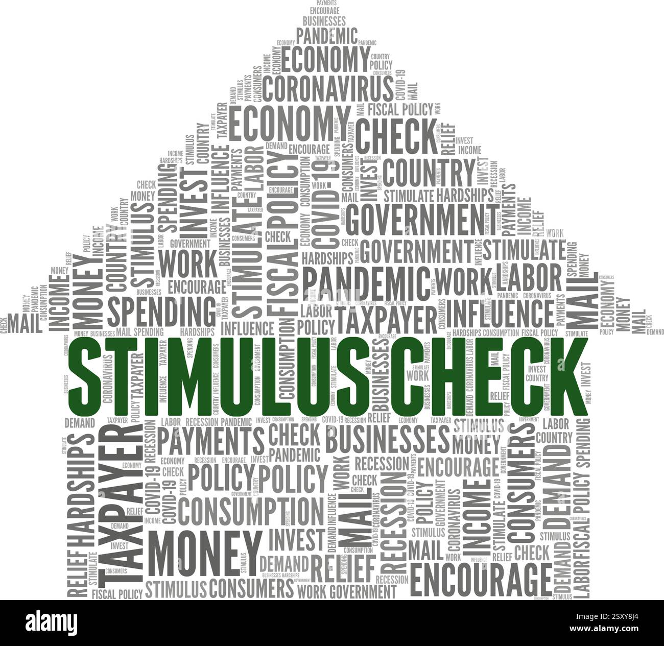 Stimulus Check vector illustration word cloud isolated on a white ...