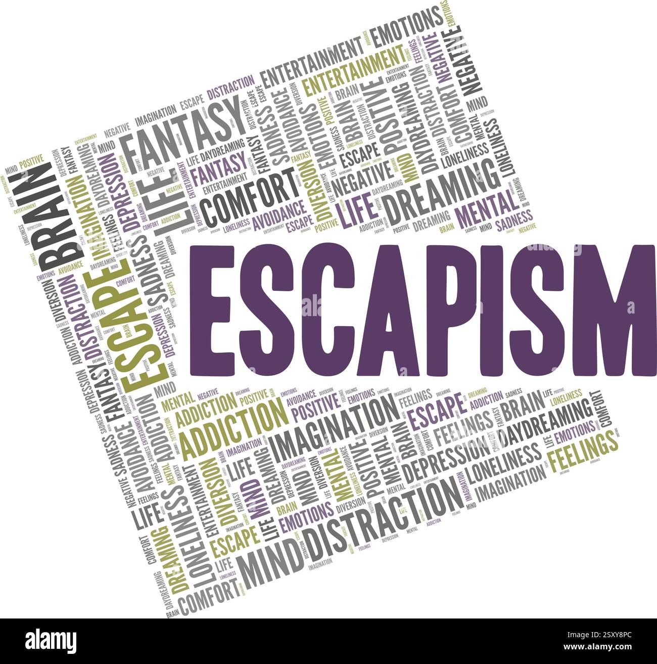 Escapism vector illustration word cloud isolated on a white background ...