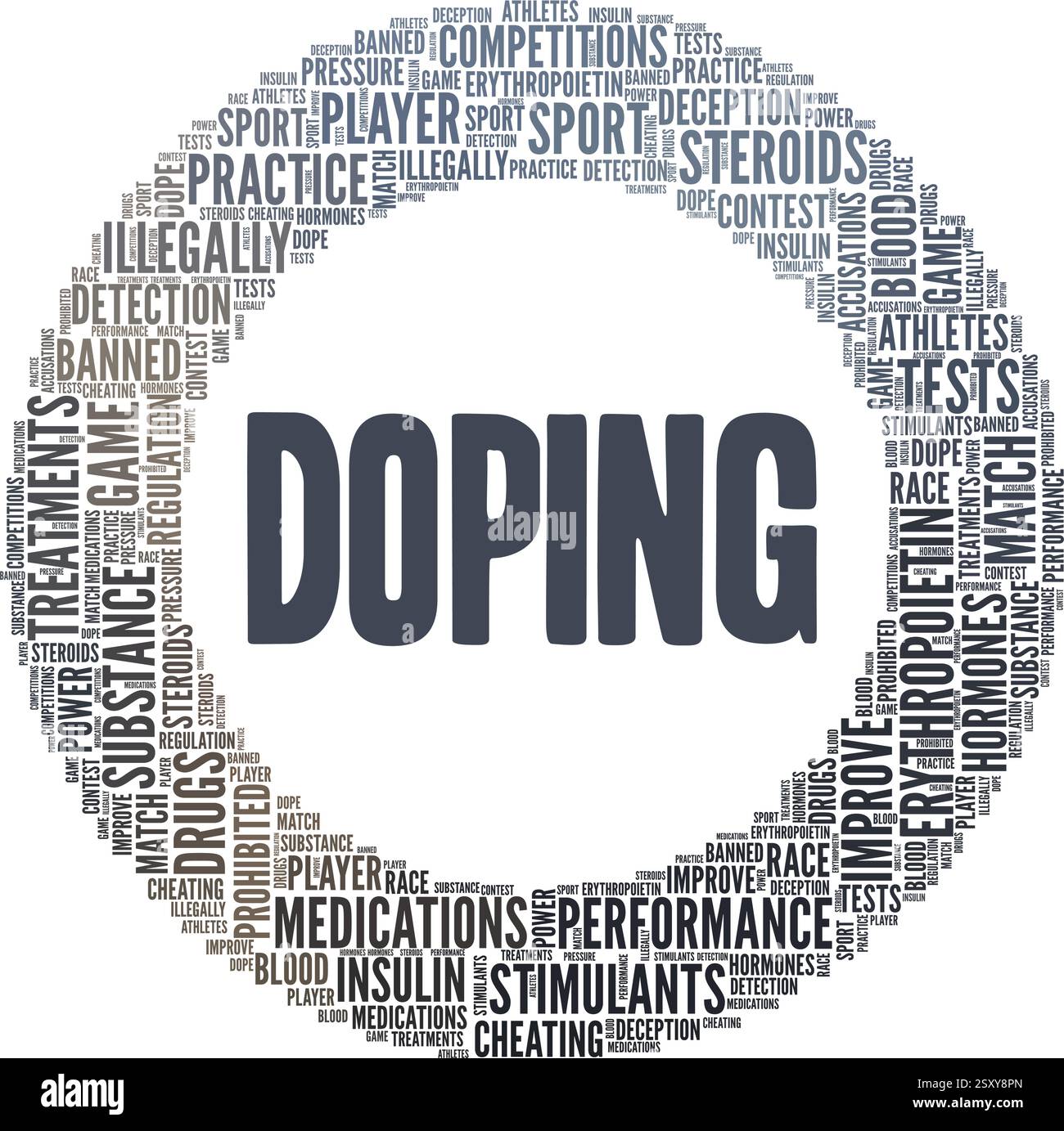 Doping in Sports vector illustration word cloud isolated on a white ...