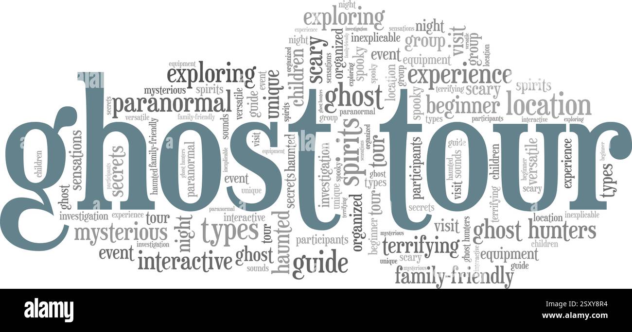 Ghost Tour vector illustration word cloud isolated on a white ...