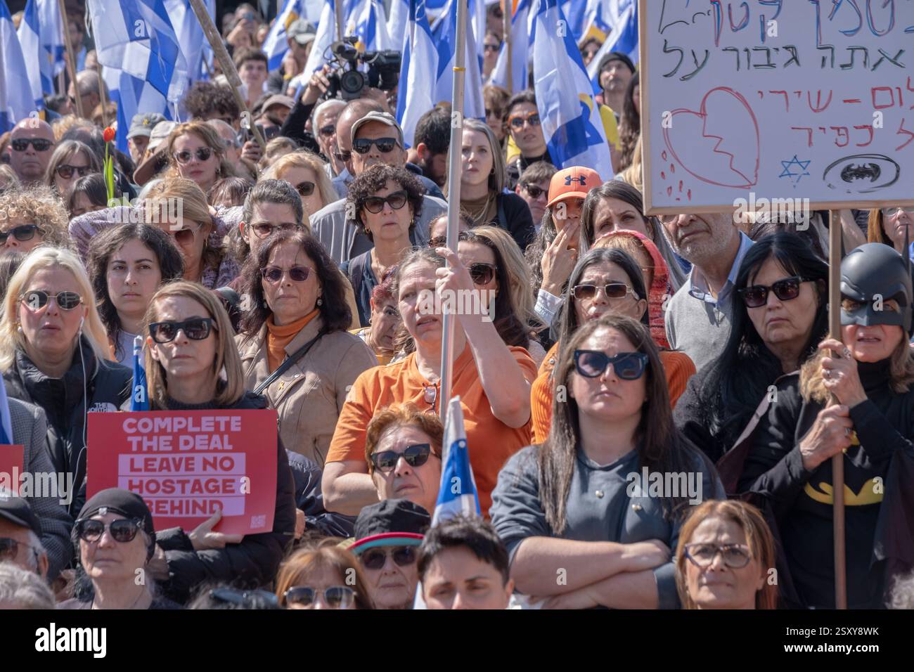 February 26, 2025, Tel Aviv, Tel Aviv, Israel: People react as they ...