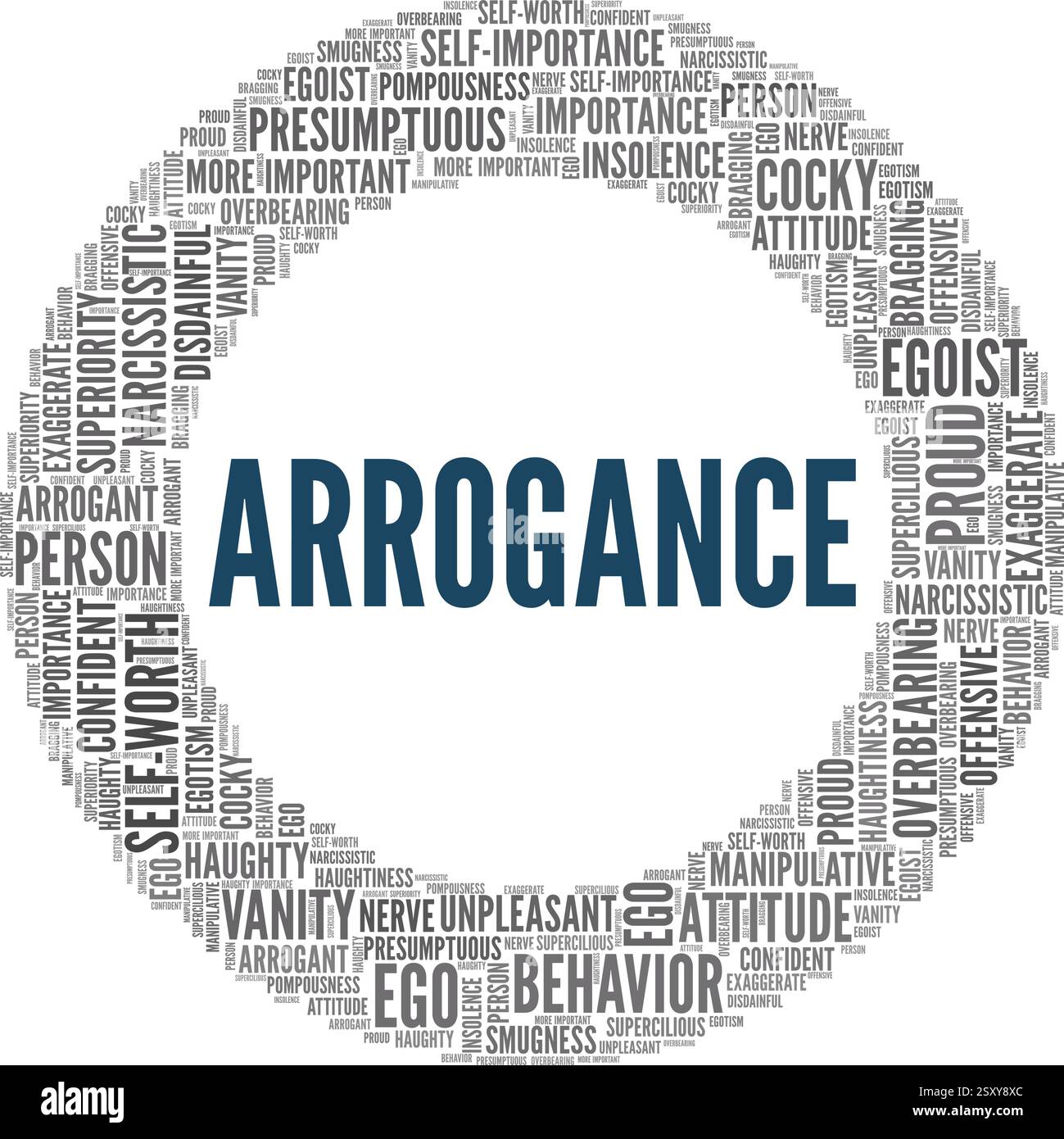 Arrogance vector illustration word cloud isolated on a white background ...