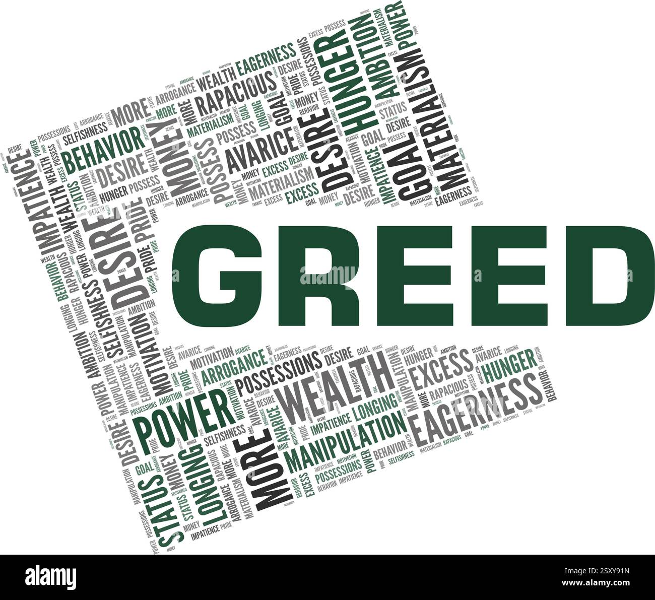 Greed vector illustration word cloud isolated on a white background Stock Vector Image & Art - Alamy