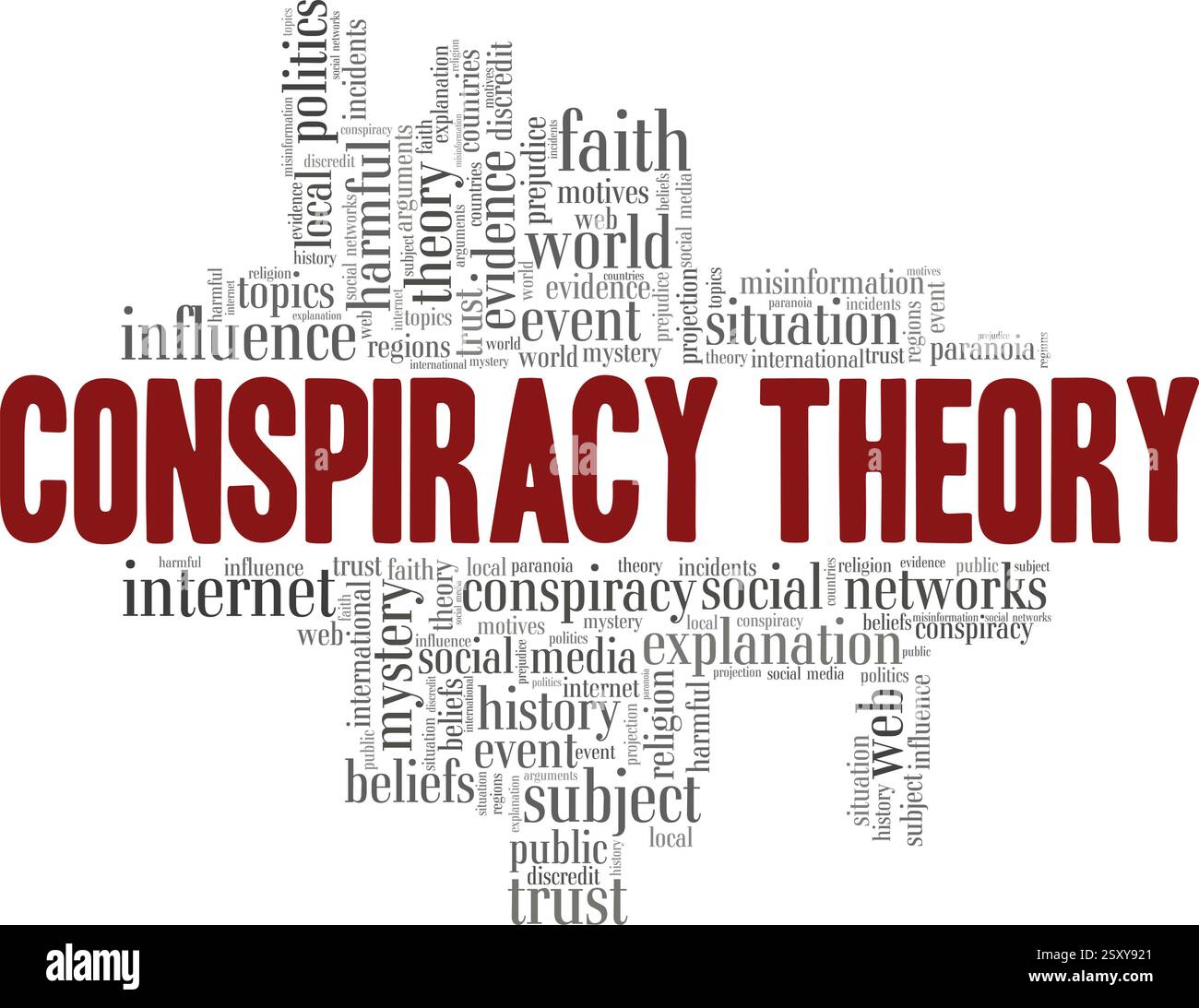 Conspiracy Theory vector illustration word cloud isolated on a white background Stock Vector ...
