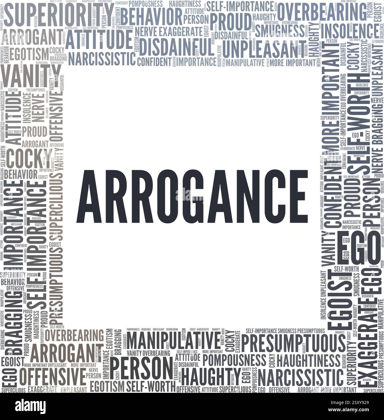 Arrogance vector illustration word cloud isolated on a white background ...
