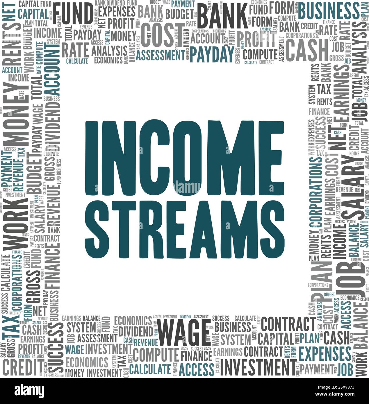 Income Streams vector illustration word cloud isolated on a white ...