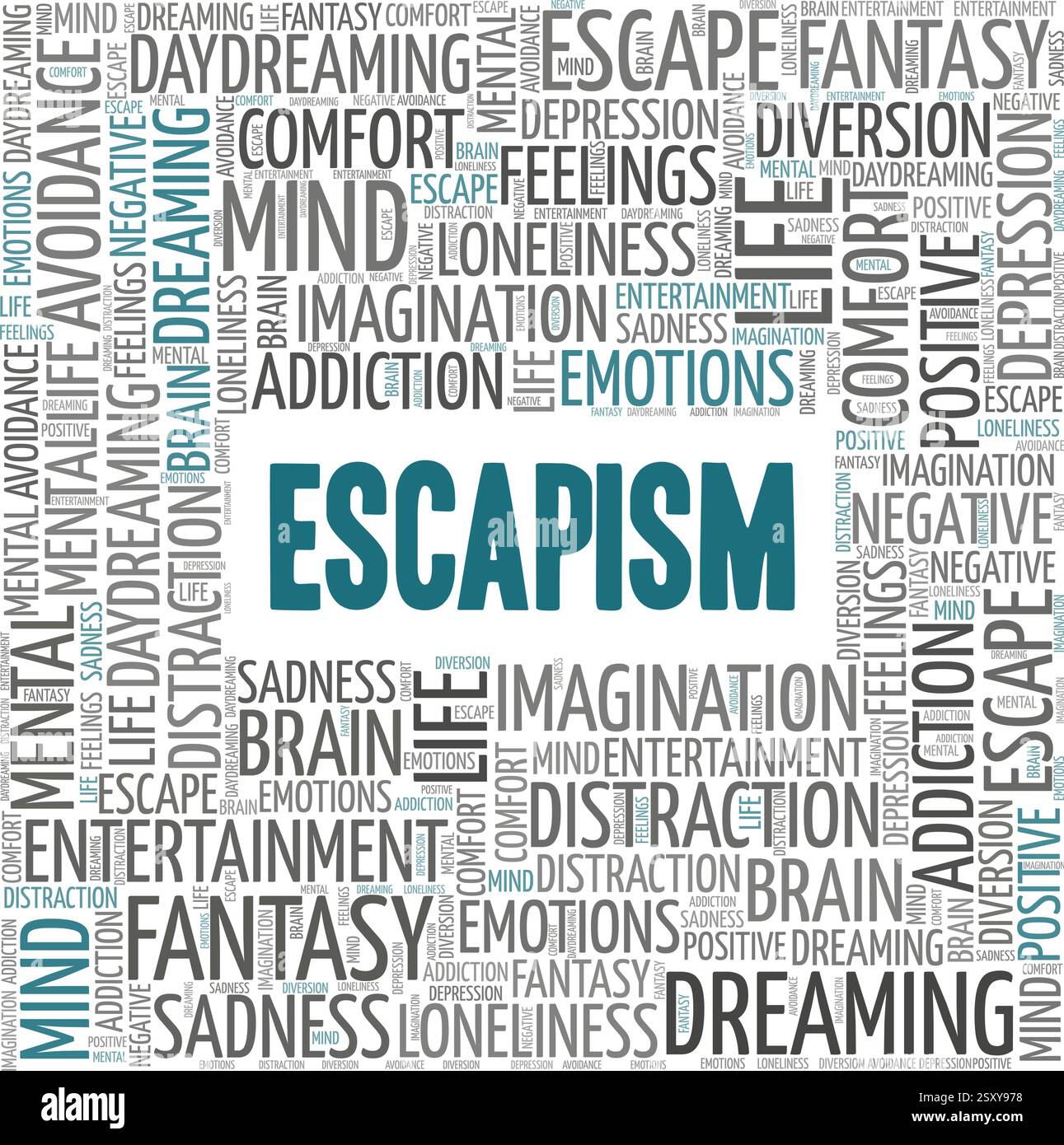 Escapism vector illustration word cloud isolated on a white background ...