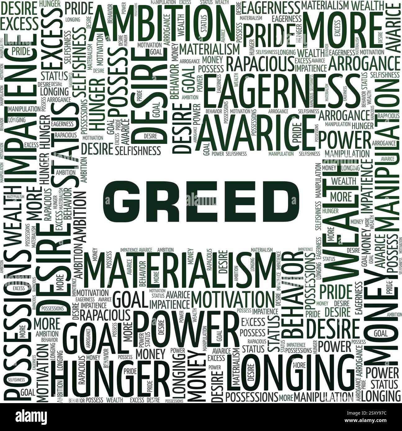Greed vector illustration word cloud isolated on a white background ...