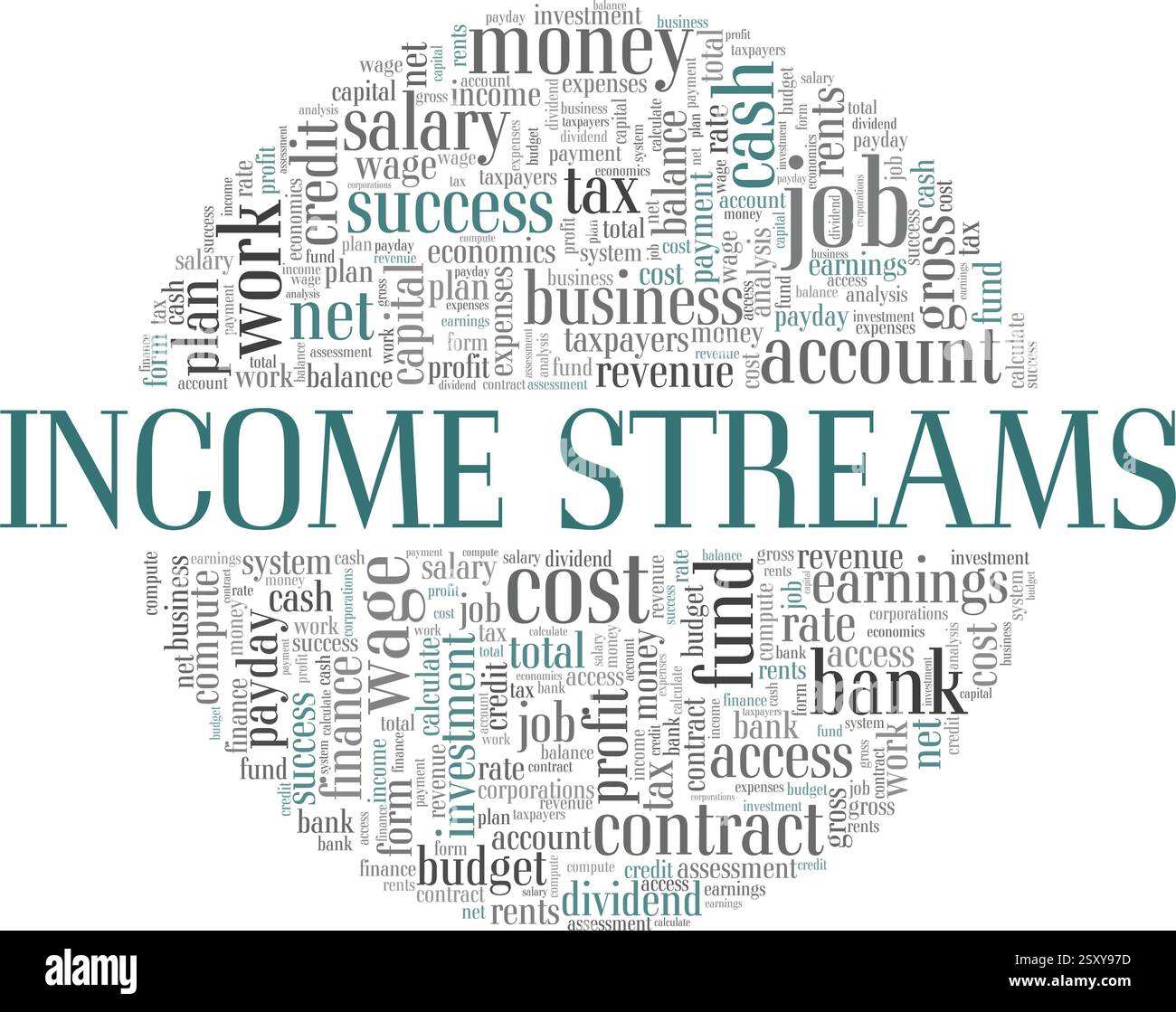 Income Streams vector illustration word cloud isolated on a white ...