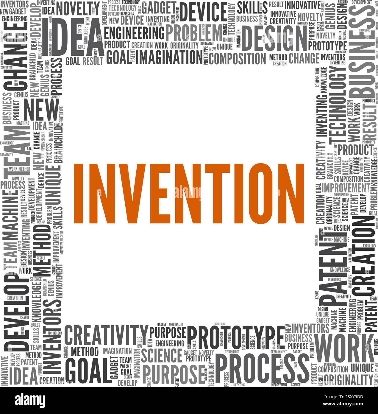 Invention vector illustration word cloud isolated on a white background ...