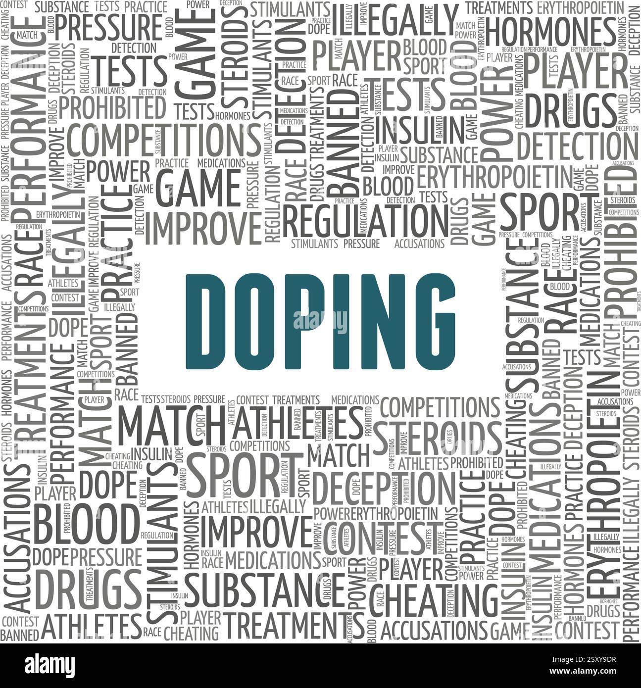 Doping in Sports vector illustration word cloud isolated on a white ...