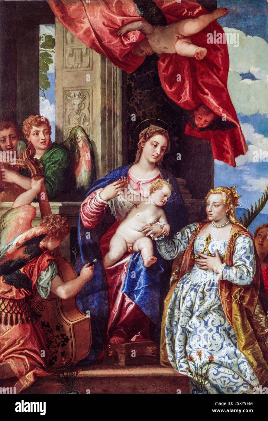 Paolo Veronese, The Mystic Marriage of St Catherine, painting in oil on canvas, 1550-1560 Stock ...