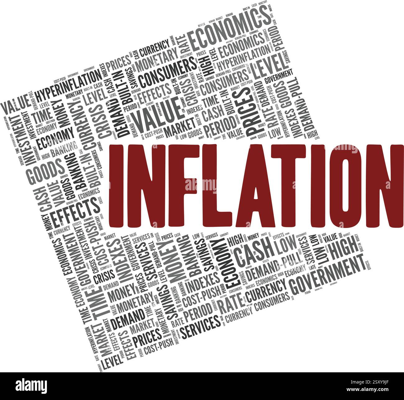 Inflation vector illustration word cloud isolated on a white background ...