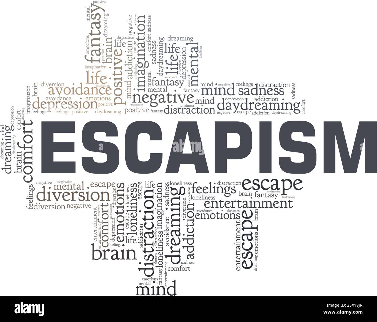 Escapism vector illustration word cloud isolated on a white background ...