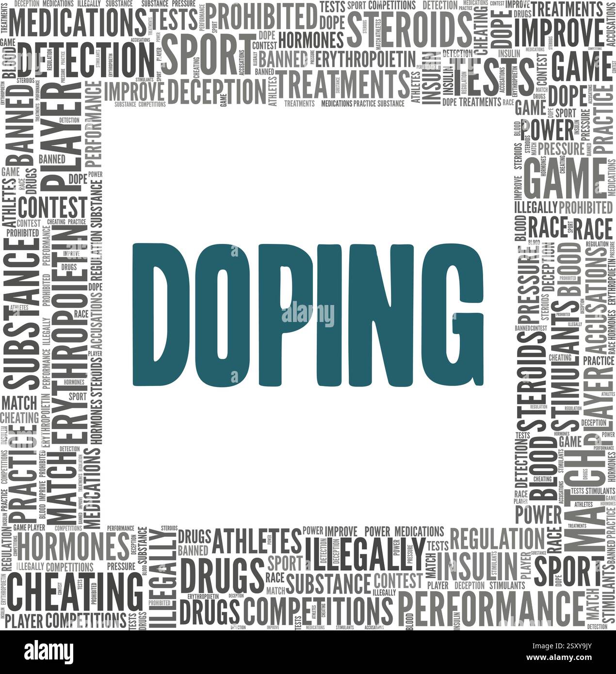 Doping in Sports vector illustration word cloud isolated on a white ...