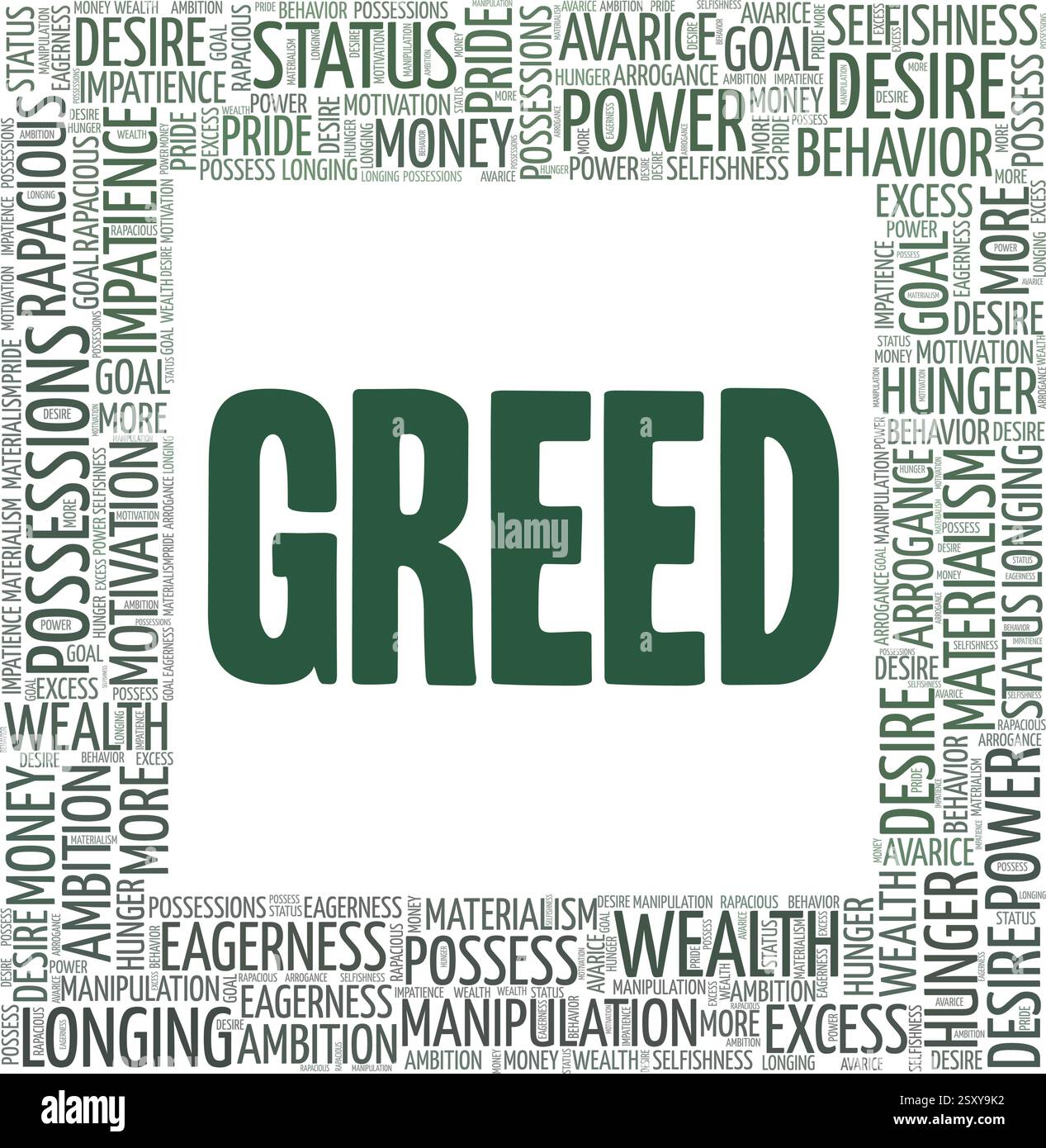 Greed vector illustration word cloud isolated on a white background ...
