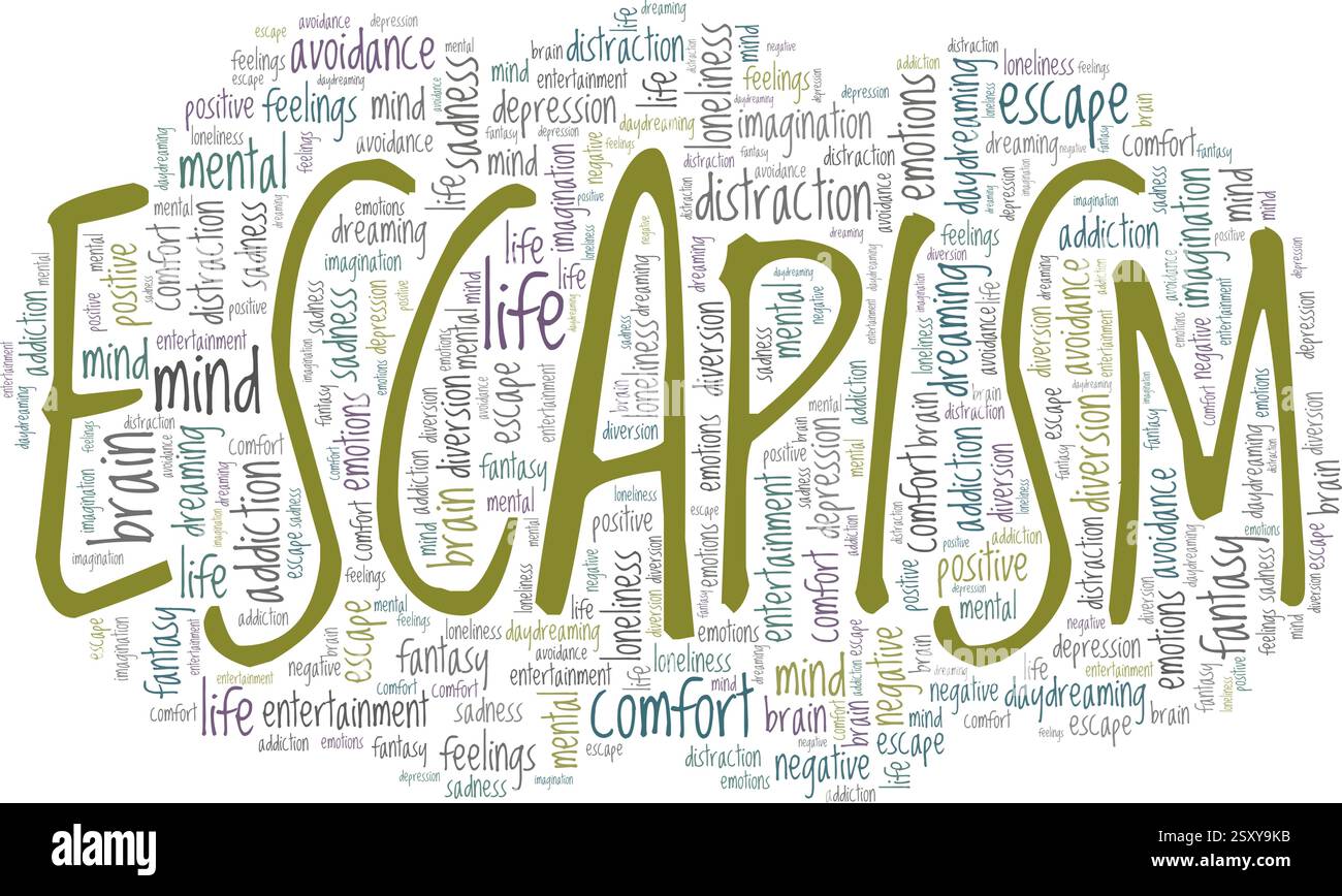 Escapism vector illustration word cloud isolated on a white background ...