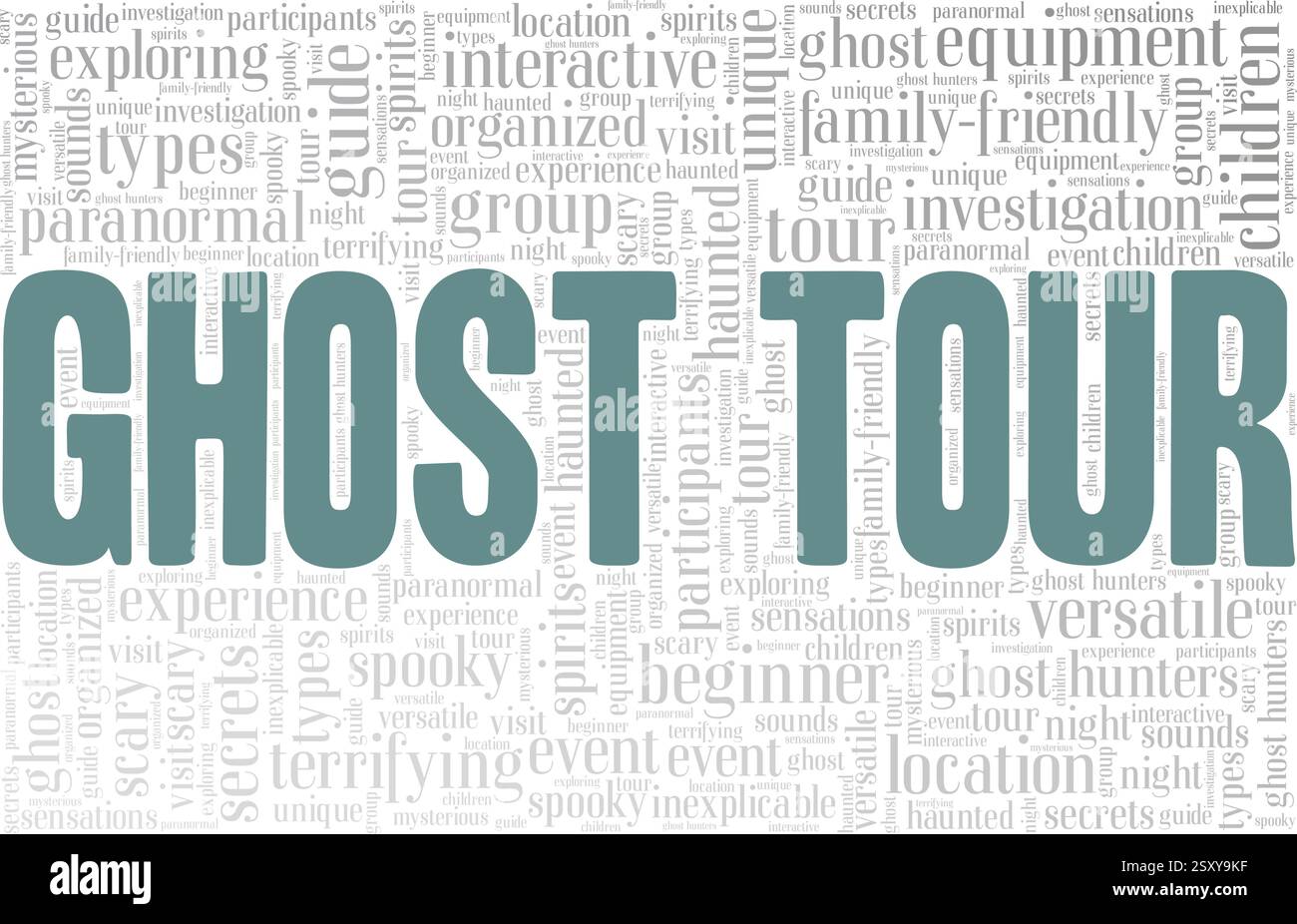 Ghost Tour vector illustration word cloud isolated on a white ...
