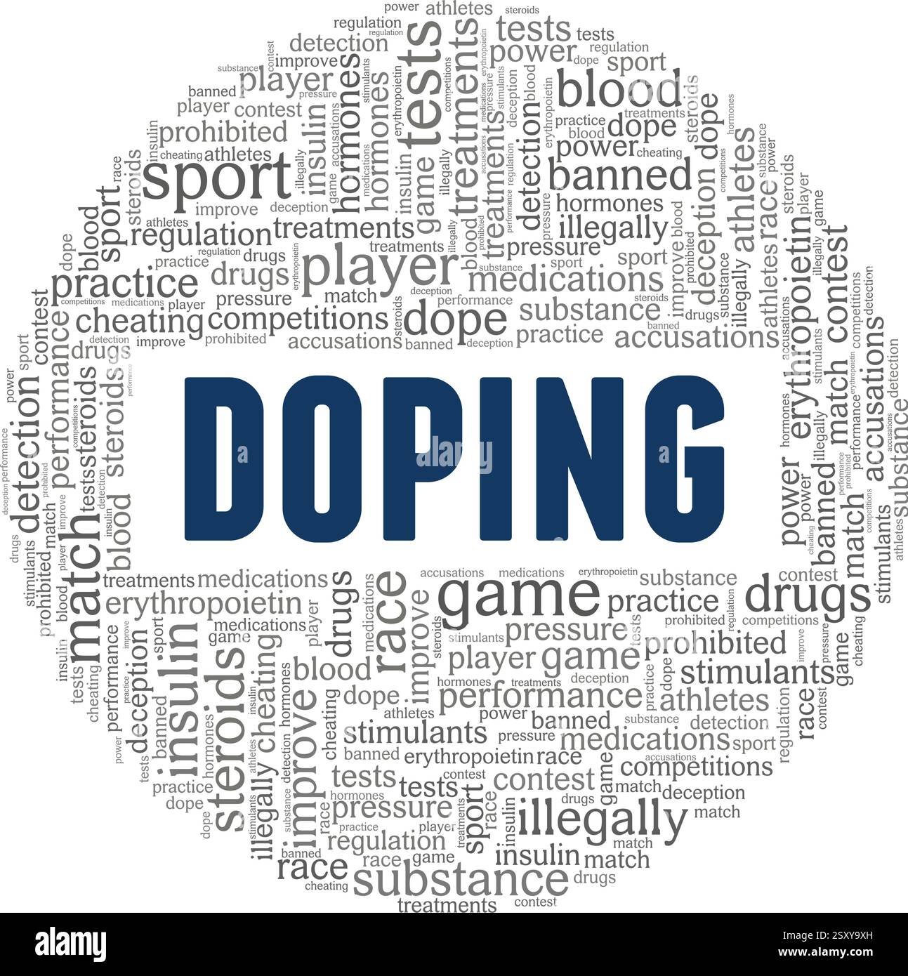 Doping in Sports vector illustration word cloud isolated on a white ...