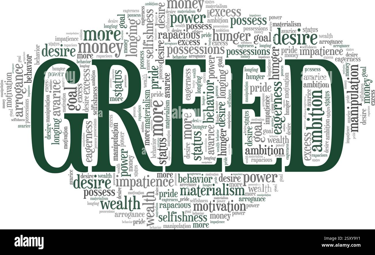 Greed vector illustration word cloud isolated on a white background ...