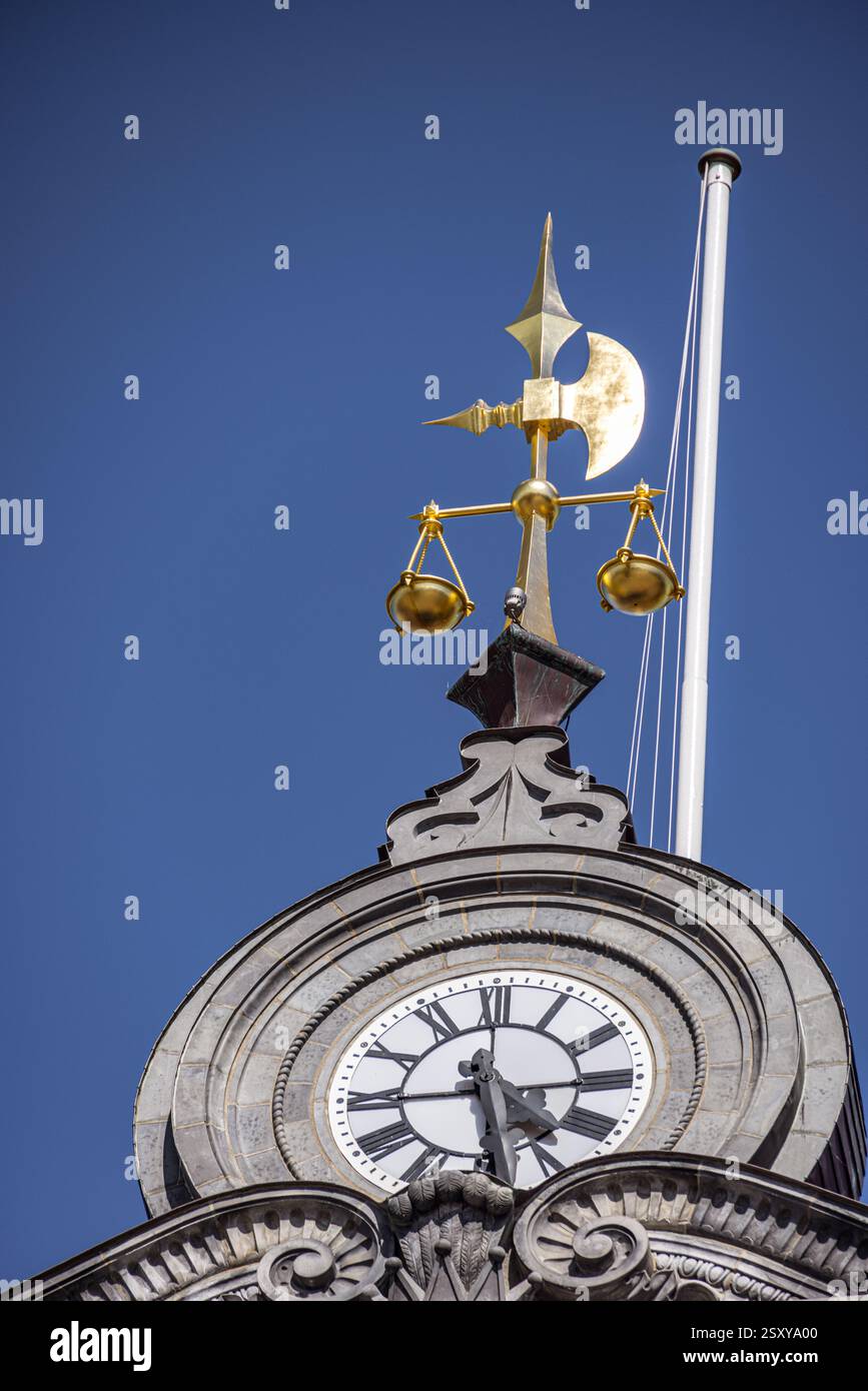 Clock on the top of Malmo Town Hall (Malmö Rådhus), Malmo, Sweden Stock ...