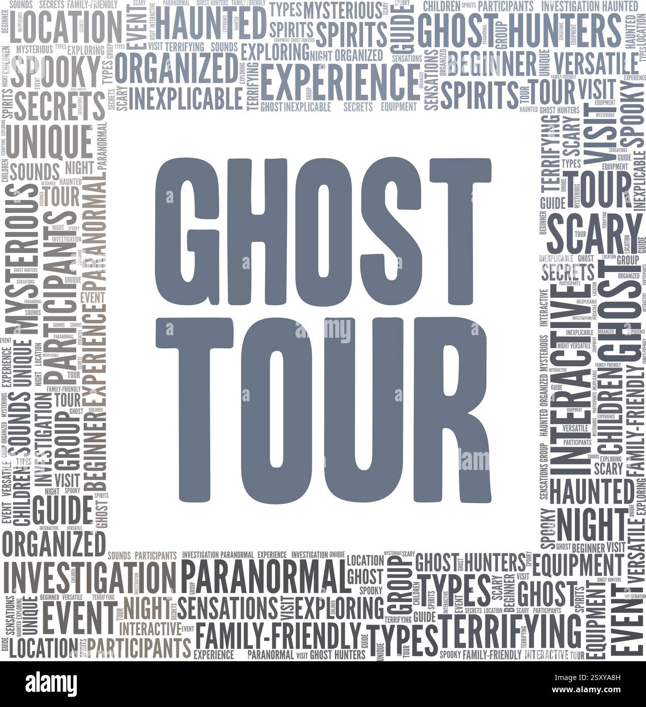 Ghost Tour vector illustration word cloud isolated on a white ...