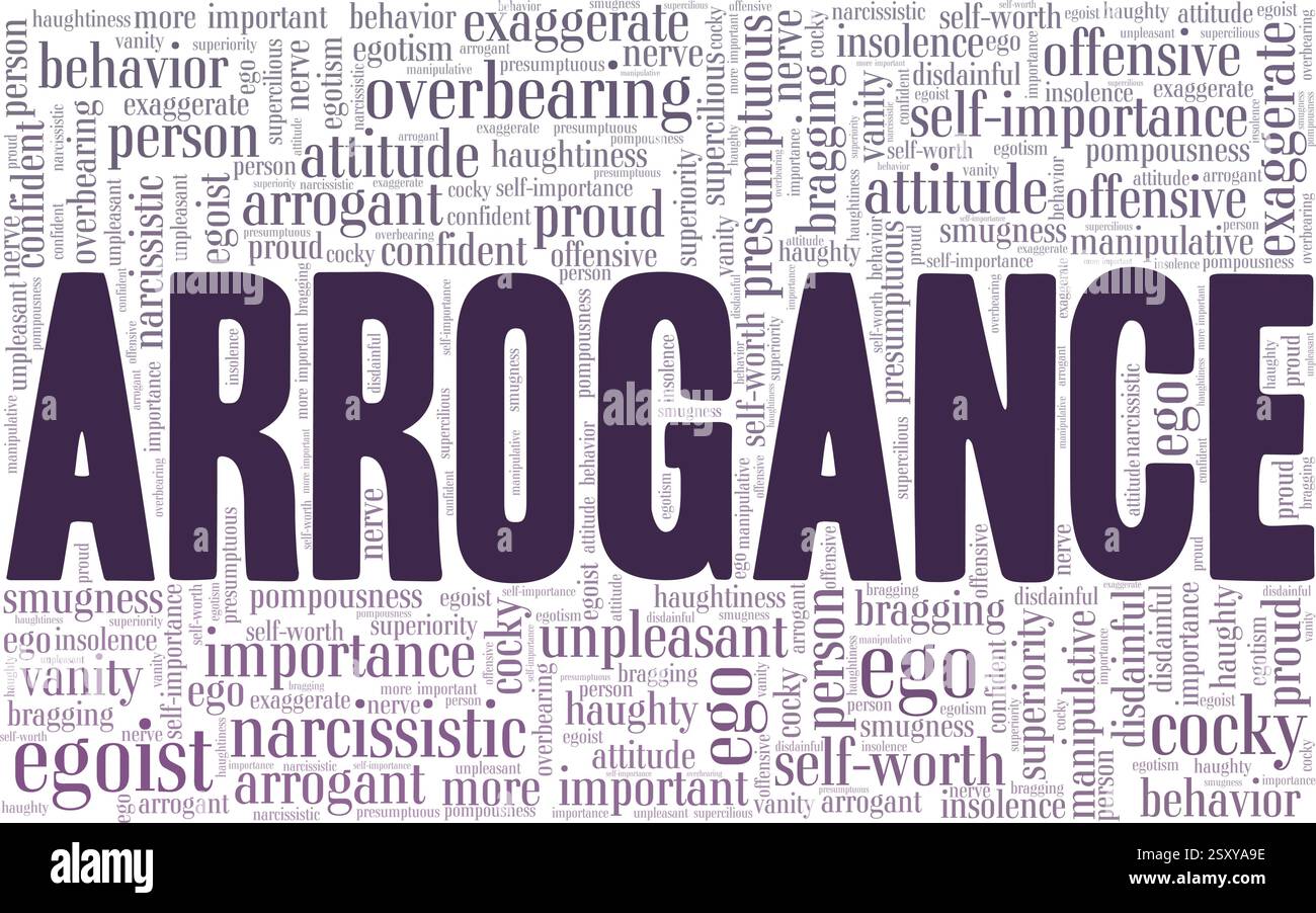 Arrogance vector illustration word cloud isolated on a white background ...