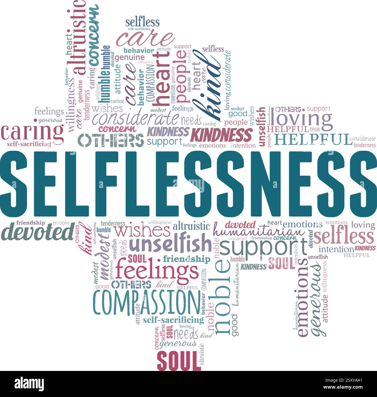 Selflessness vector illustration word cloud isolated on a white ...