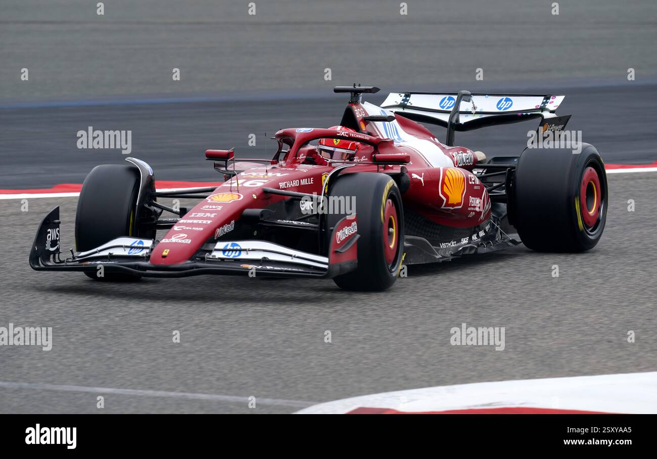 Ferrari driver Charles Leclerc on day one of pre-season testing at the ...
