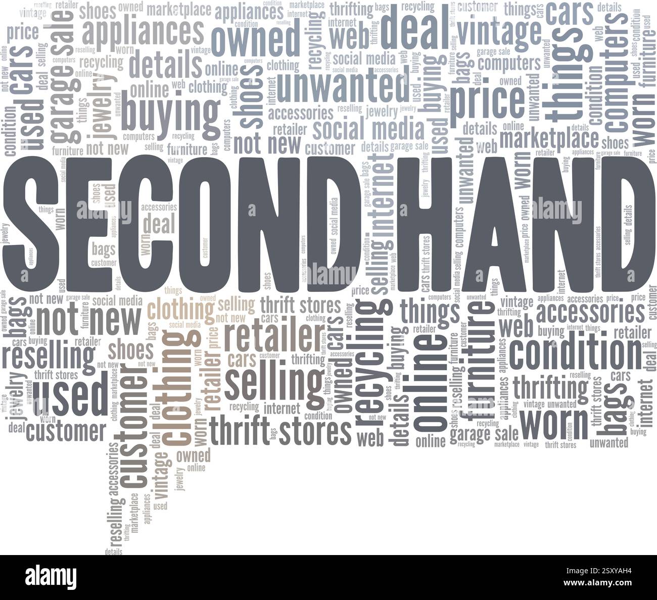Second Hand vector illustration word cloud isolated on a white ...