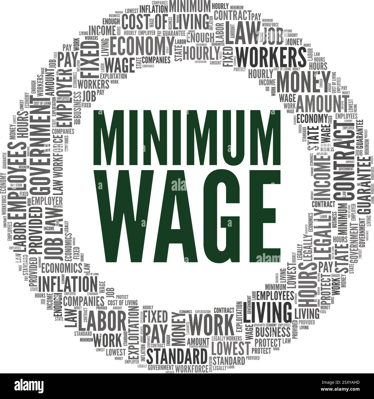 Minimum Wage vector illustration word cloud isolated on a white ...