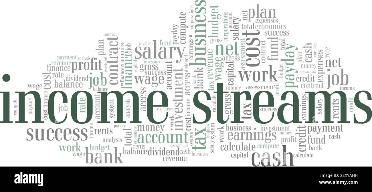 Income Streams vector illustration word cloud isolated on a white ...