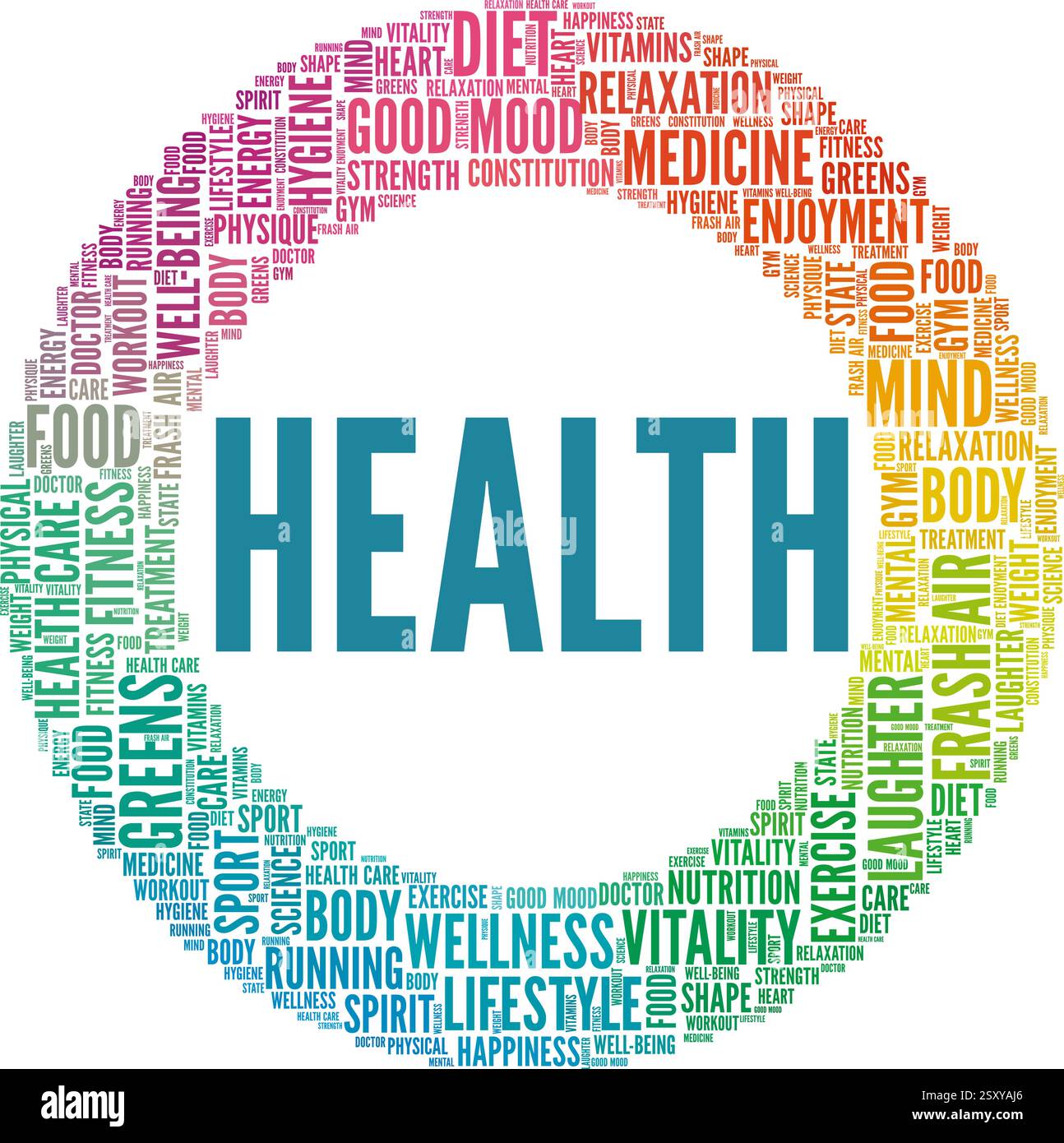 Health vector illustration word cloud isolated on a white background ...