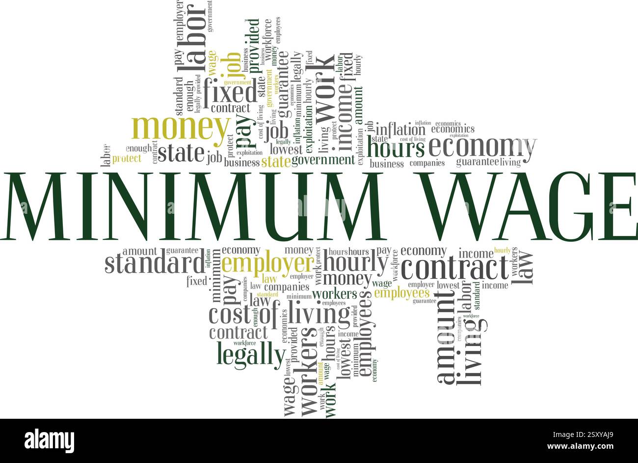 Minimum Wage vector illustration word cloud isolated on a white background Stock Vector Image ...