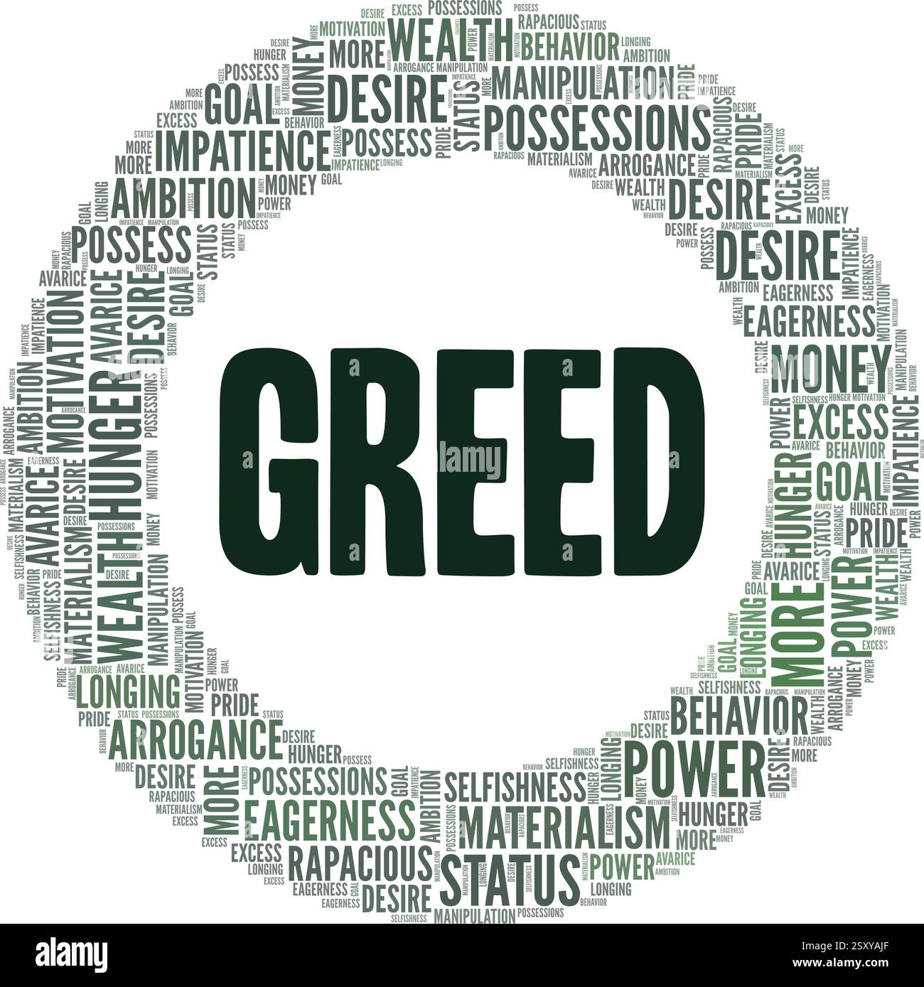 Greed vector illustration word cloud isolated on a white background ...
