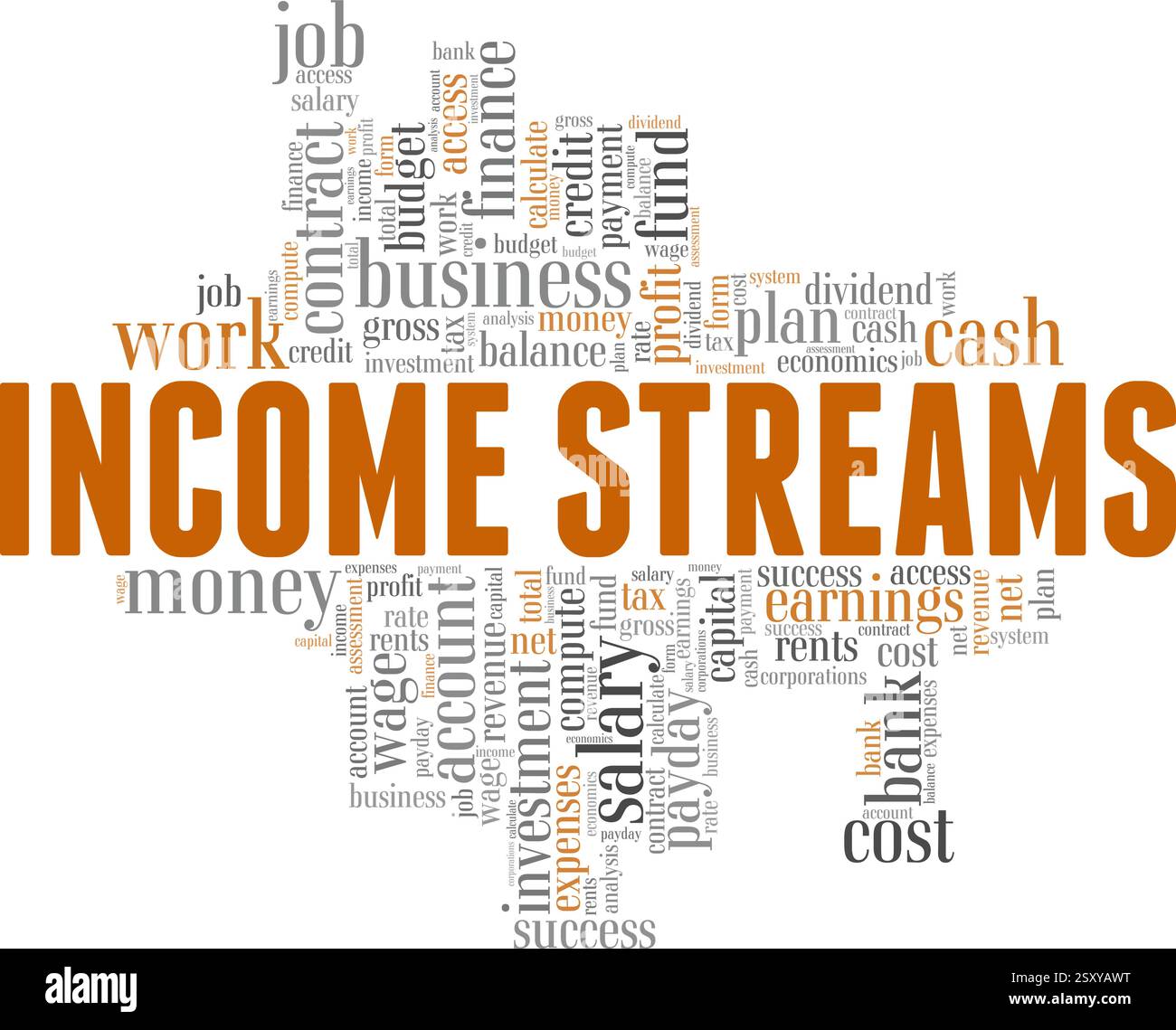Income Streams vector illustration word cloud isolated on a white ...