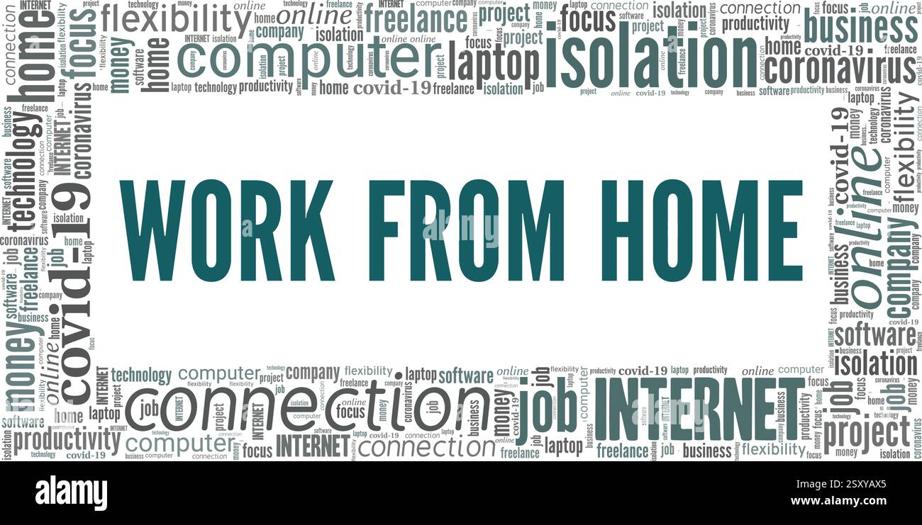 Work From Home vector illustration, word cloud isolated on a white ...