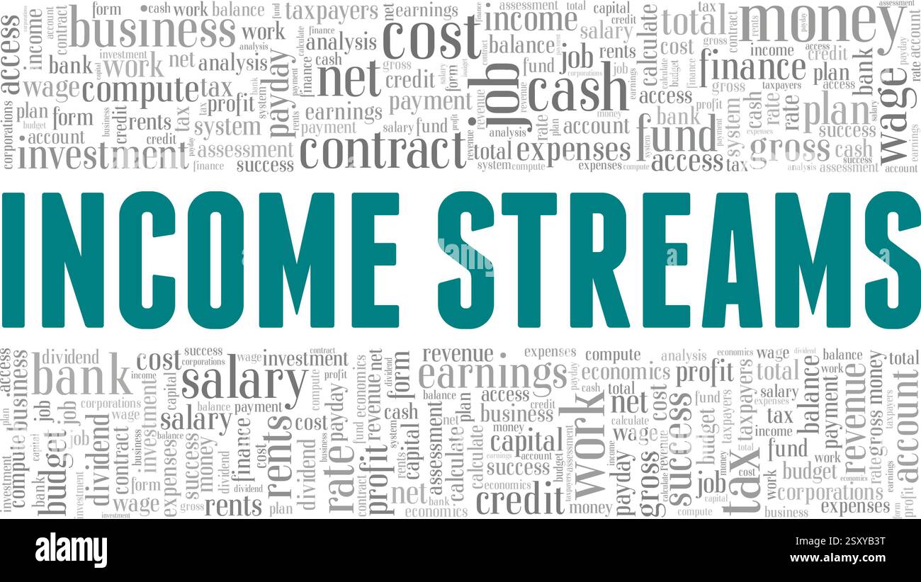 Income Streams vector illustration word cloud isolated on a white ...