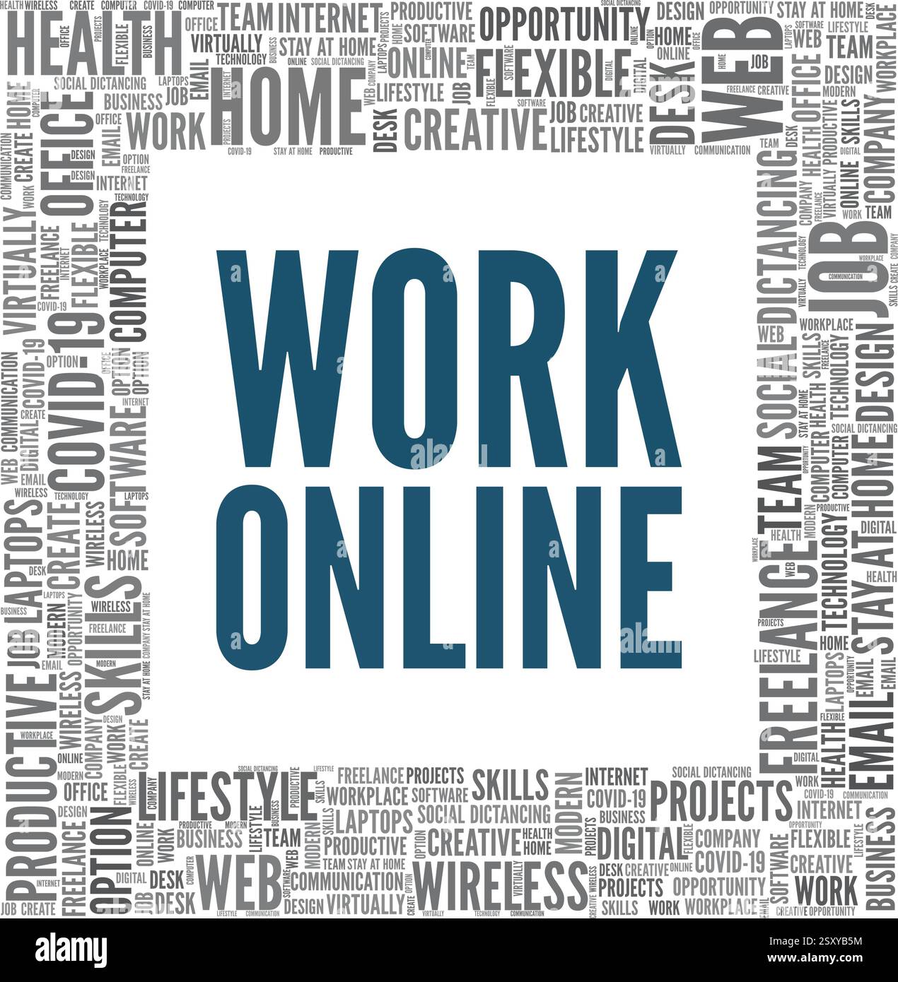 Work Online vector illustration word cloud isolated on a white ...