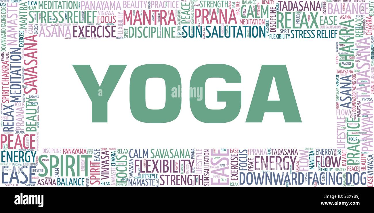 Yoga vector illustration word cloud isolated on a white background ...